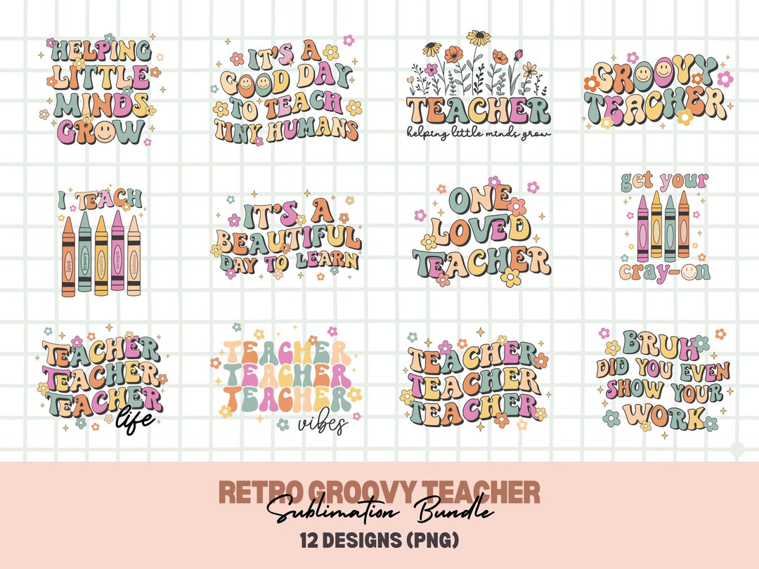 Retro Groovy Teacher SVG Bundle, Teacher Appreciation, Teacher ...