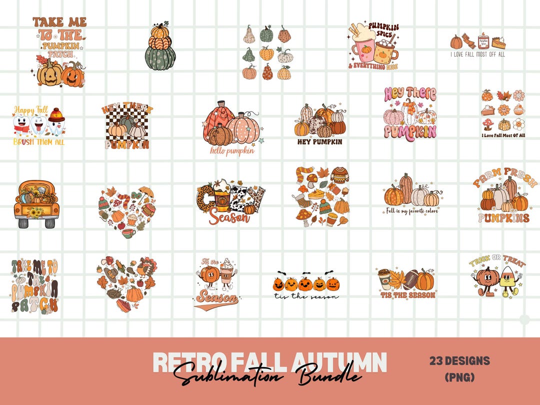 Retro Fall Autumn Png Bundle, Fall Png,retro Fall Autumn Png Bundle ...