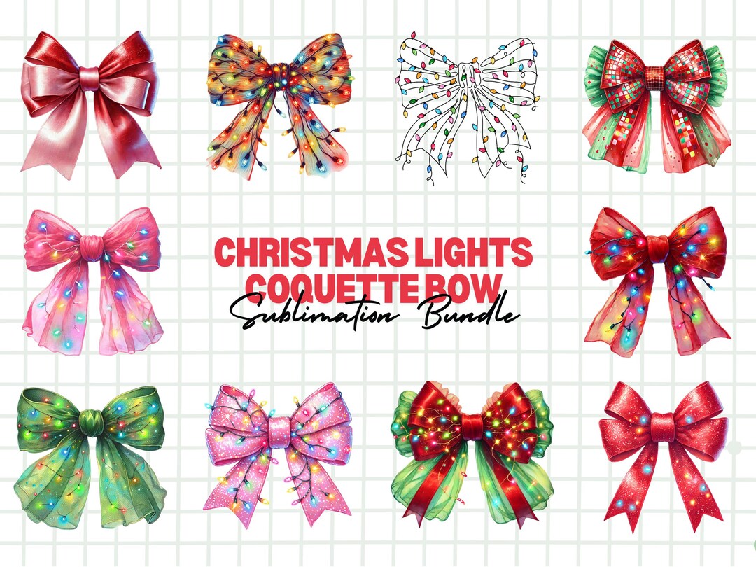Christmas Lights Coquette Bow, Christmas Coquette Bow Png Design ...