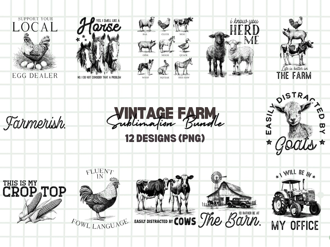 Vintage Farm PNG Sublimation Bundle, , Farm PNG, Vintage Farmer, Barn ...