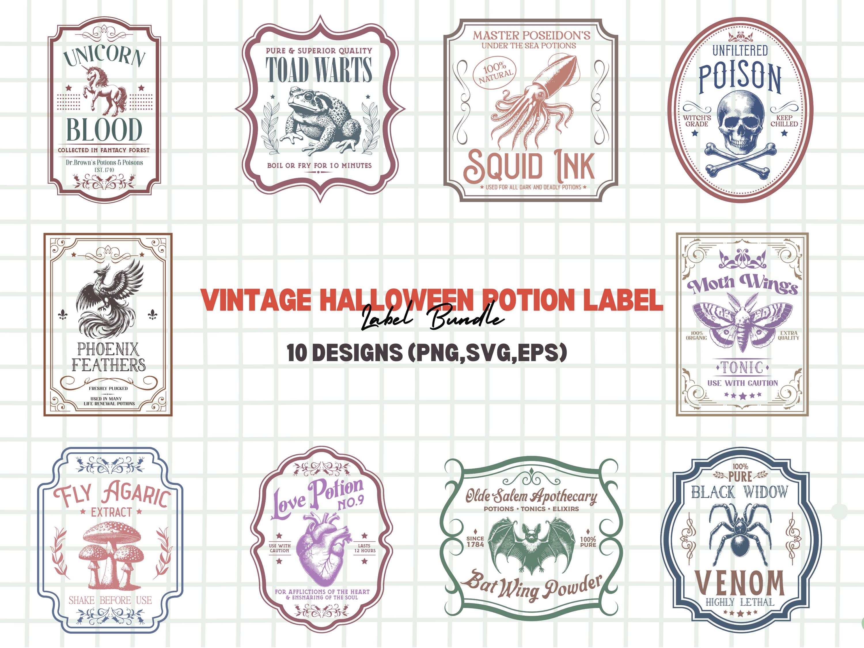 Vintage Halloween Potion Label Bundle, Printable Potion Labels ...