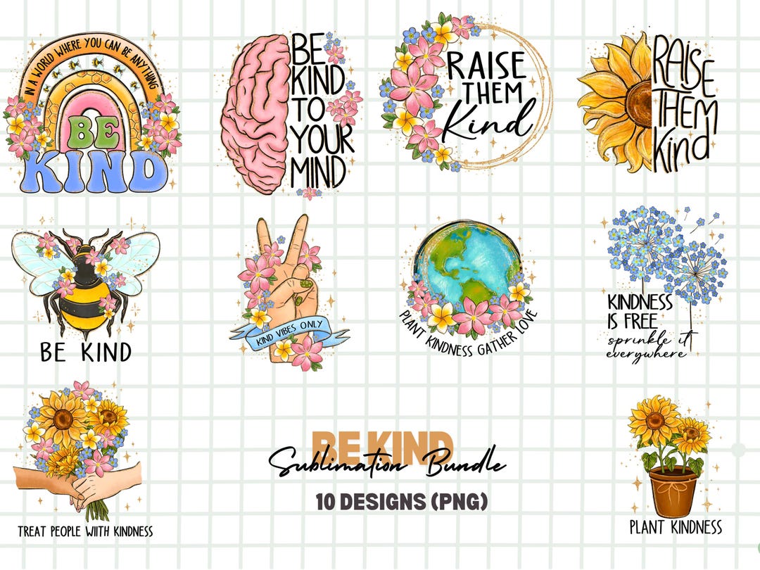 Be Kind Sublimation Designs Bundle, Positive Affirmations Svg, Self ...