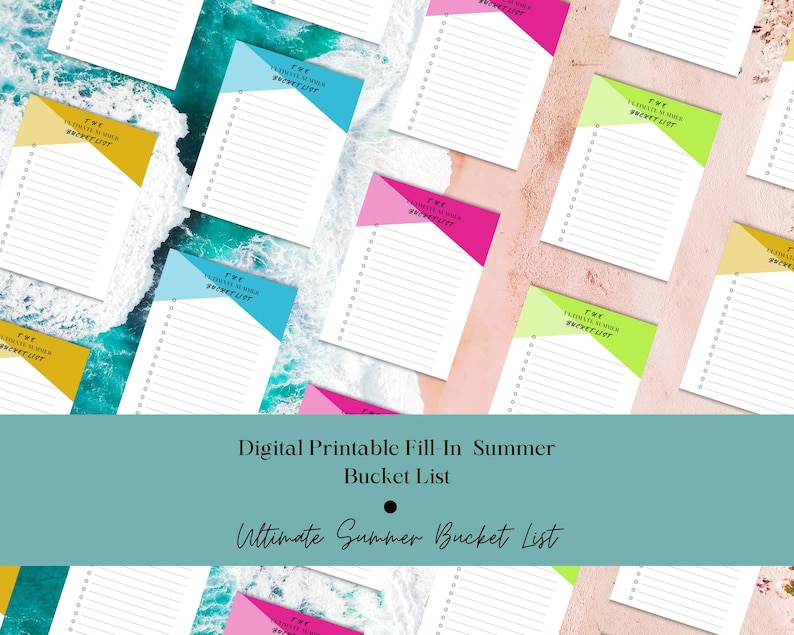 Printable Summer Bucket List Template, to Do List, Instant Digital ...