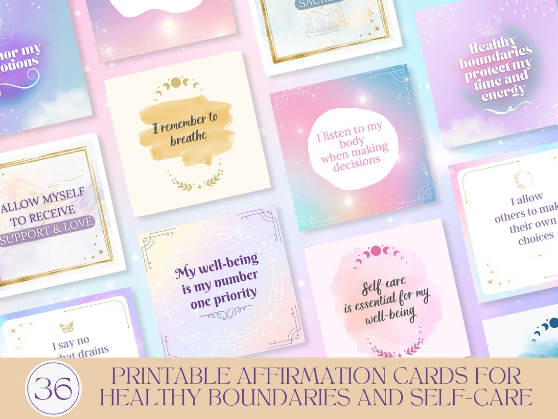 Printable Affirmation Cards for Healthy Boundaries & Self-care | Vision ...