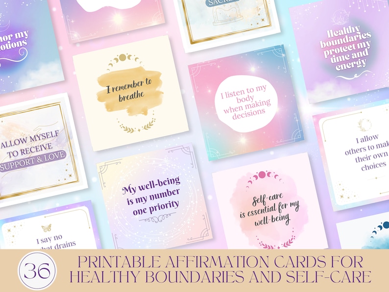 Printable Affirmation Cards for Healthy Boundaries & Self-care | Vision ...