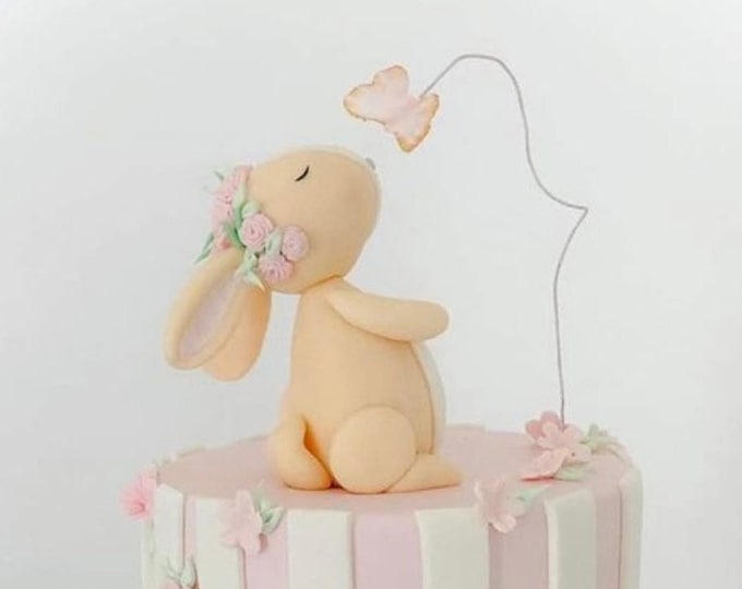 Fondant Bunny Cake Topper, Cake Topper Girl Party Decoration Baby ...