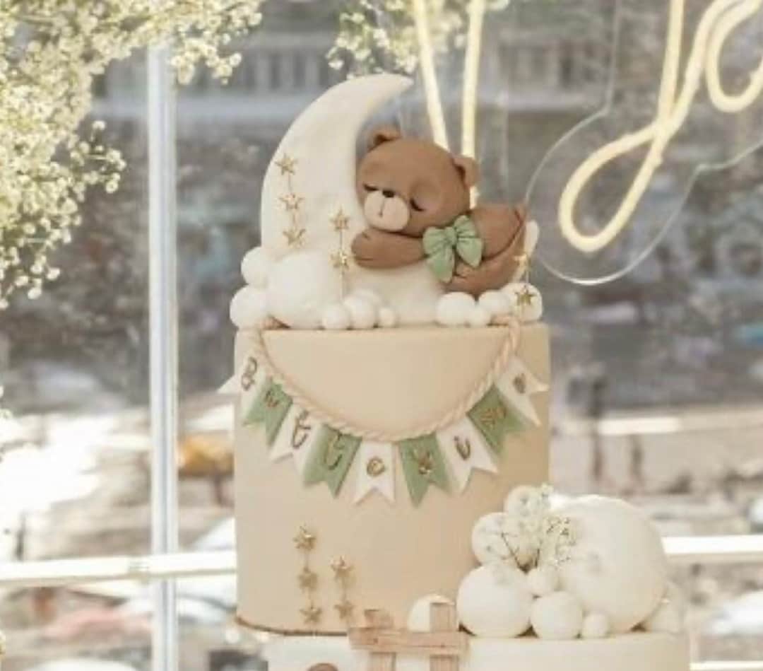 Fondant Teddy Bear Balloon Cake Topper, Bear Cake Topper, Boy Girl ...