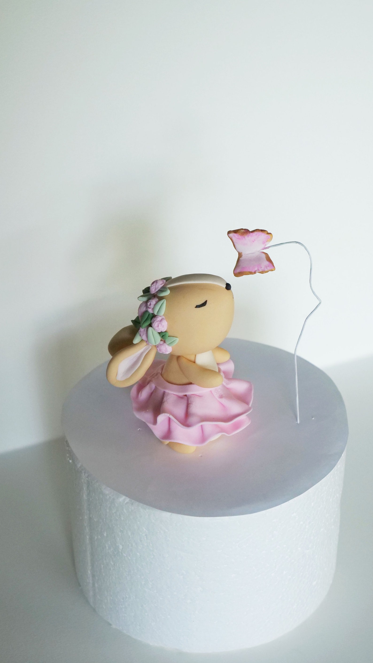Fondant Bunny With Tutu Cake Topper, Cake Topper Girl Party Decoration Baby Shower Cake Topper ...