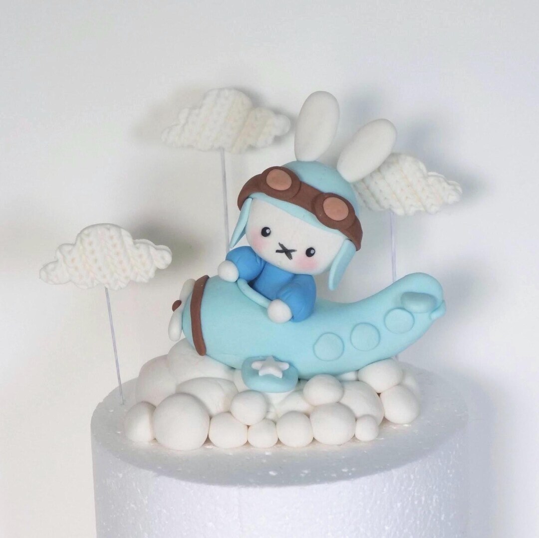 Airplane Cake Topper, Airplane Bunny or Bear Fondant Cake Topper ...