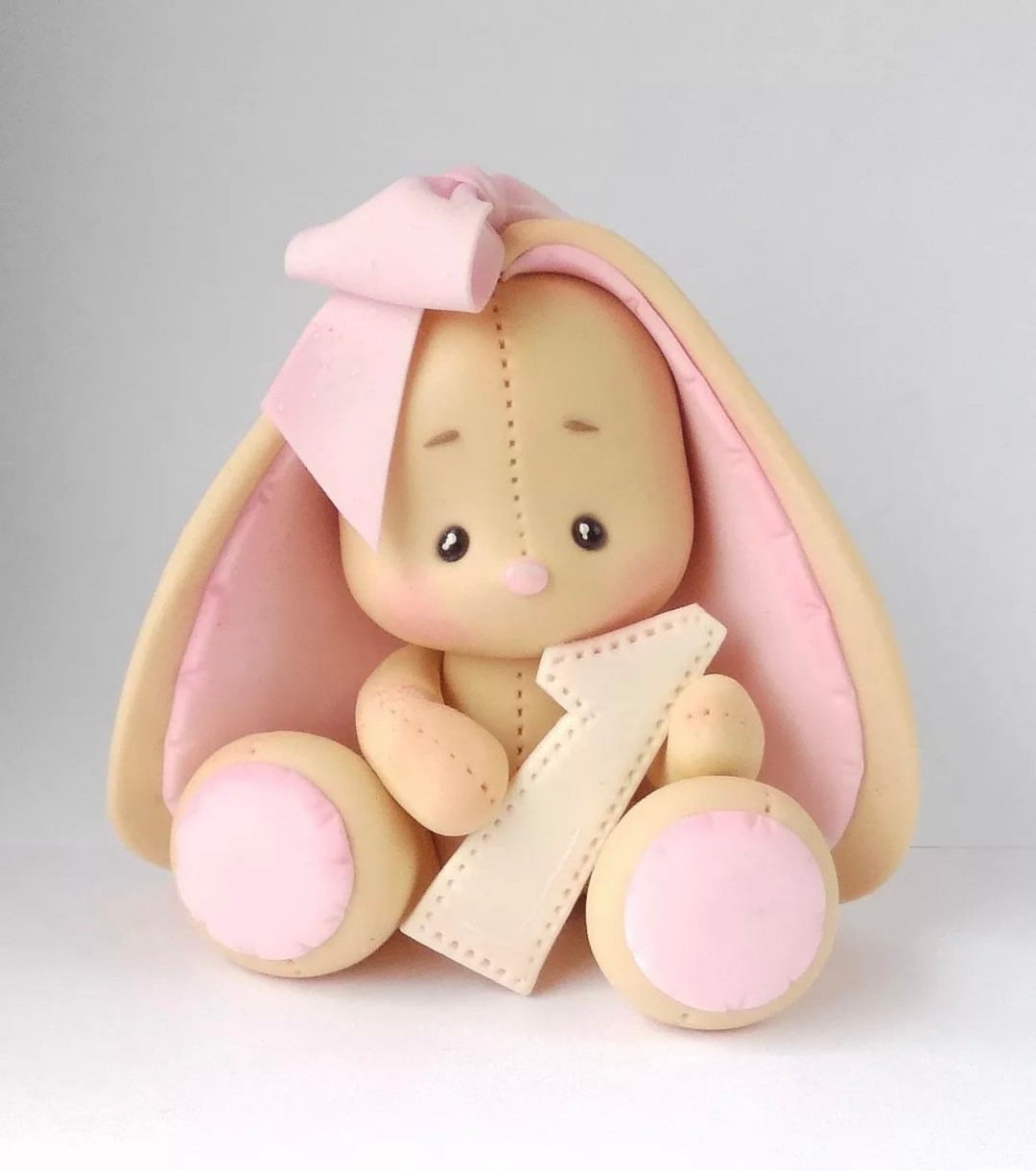 Fondant Bunny Cake Topper, Birthday Party Cake Topper, Girl Party ...