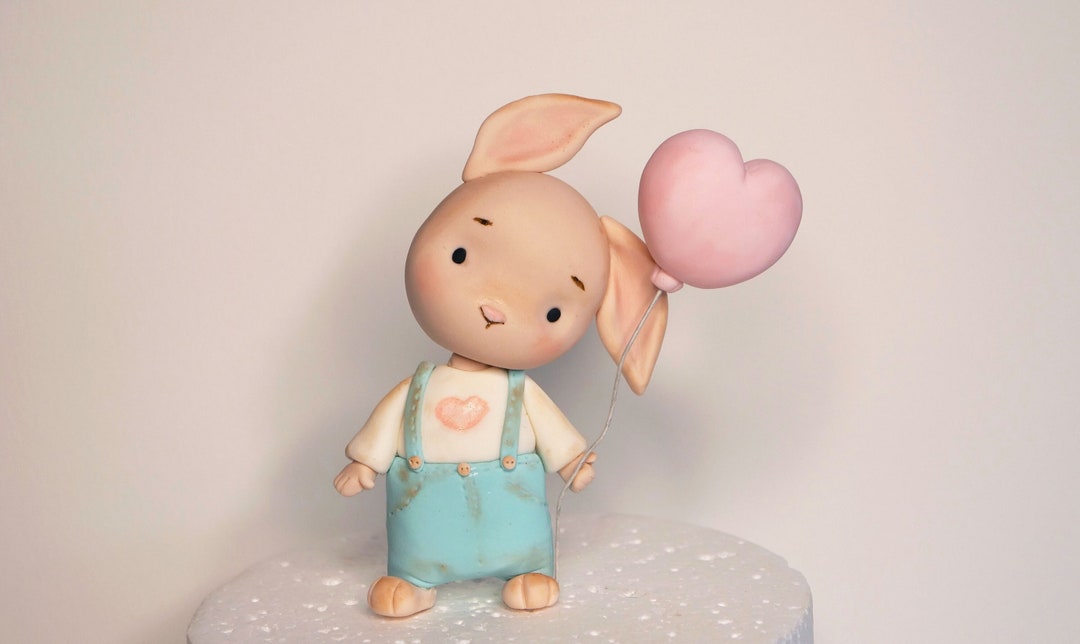 Bunny Cake Topper , Made of Fondant or Clay Cake Topper, Easter Cake ...