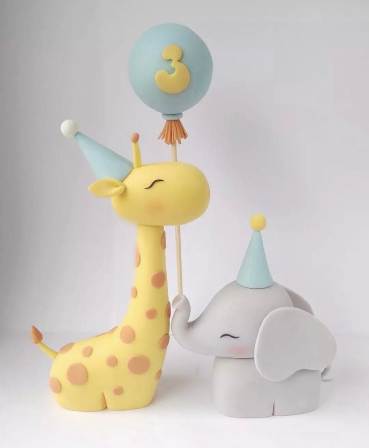Fondant Giraffe and Elephant Cake Topper, Girl Boy Cake Topper, Baby ...