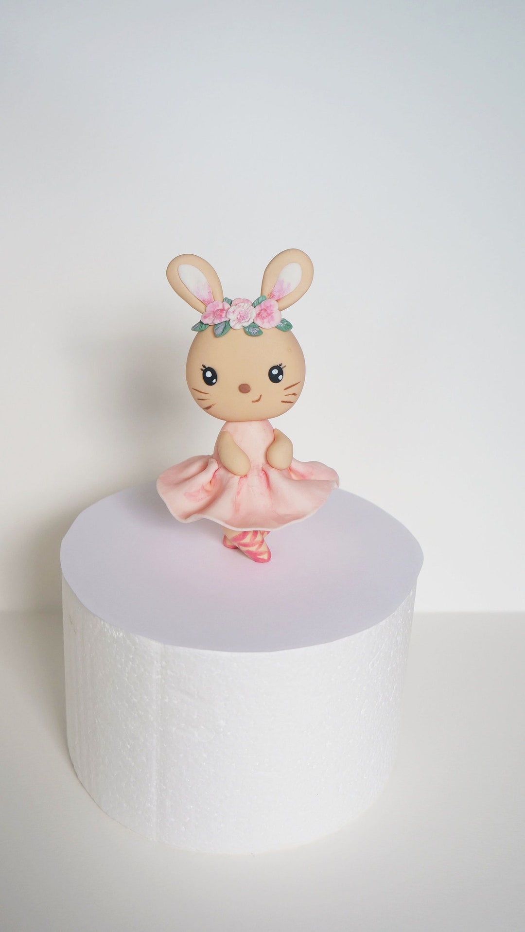 Bunny in Tutu Cake Topper, Fondant Bunny Birthday Party Decoration ...