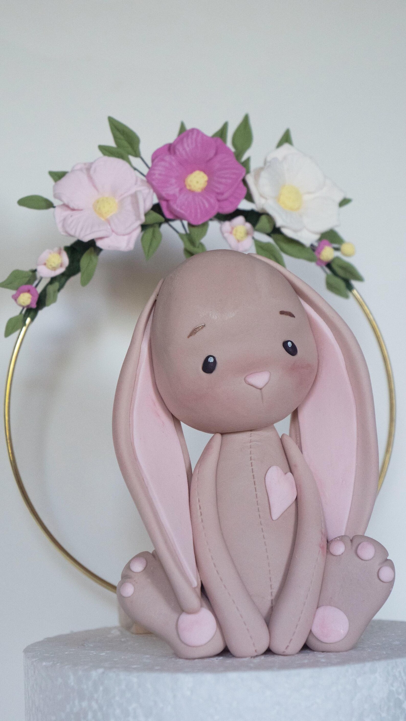 Bunny Cake Topper, Fondant Bunny Birthday Party Decoration, Light ...
