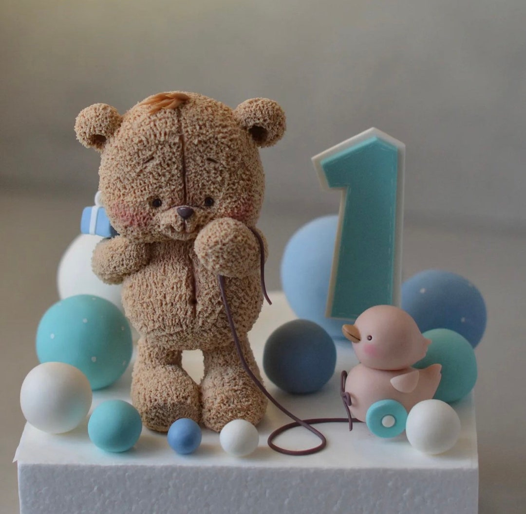 Bear Cake Topper, Fondant Cake Topper, Teddy Bear Cake Decoration Baby ...