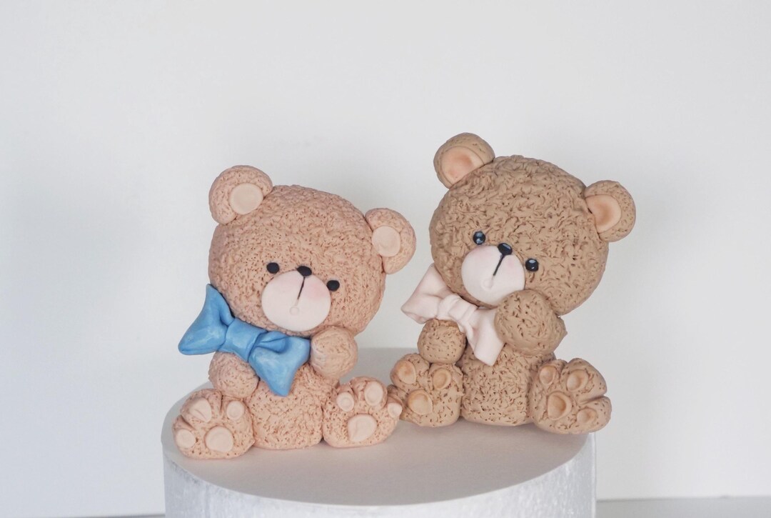 Bear Cake Topper, Fondant Cake Topper, Teddy Bear Cake Decor, Baby ...