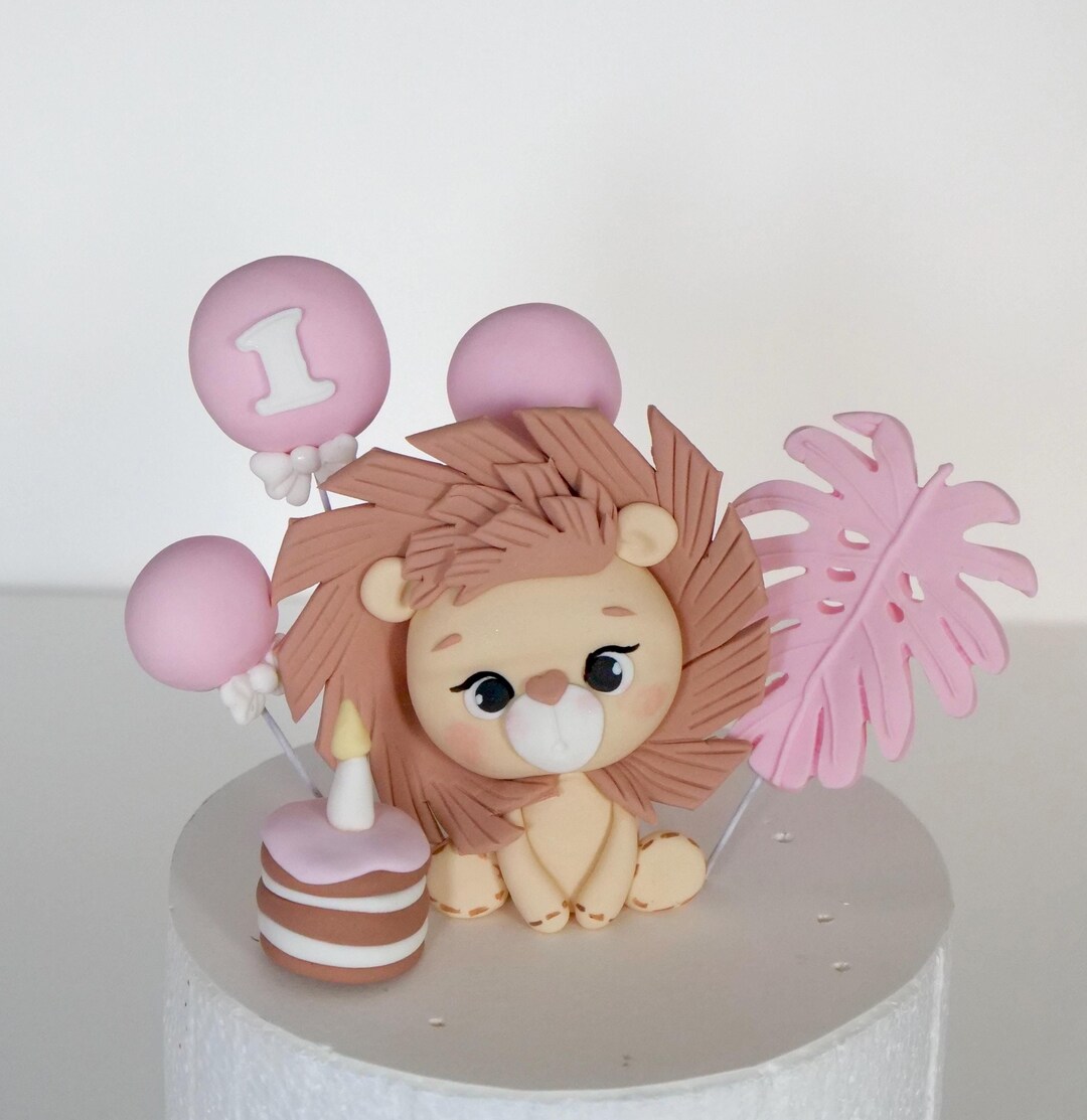 Lion Cake Topper, Made of Fondant, Balloon Set for Birthday Cake, Baby ...