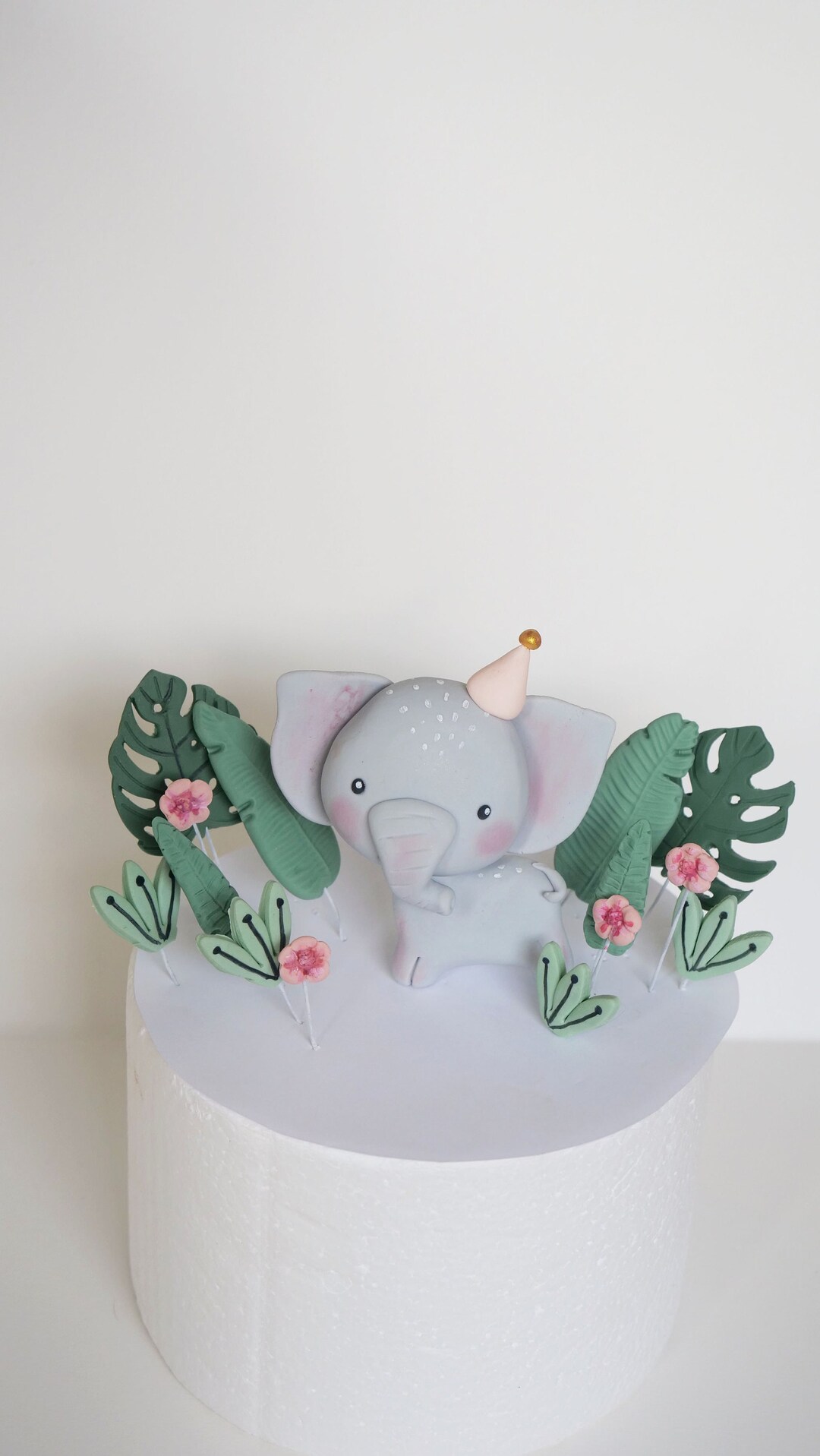 Fondant Elephant Cake Topper, Girl Boy Cake Topper, Safari Baby Shower ...