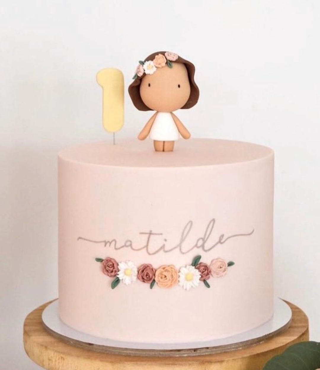 Fondant Doll Cake Topper, Girl Cake Topper, Pink Dress Princess Cake ...