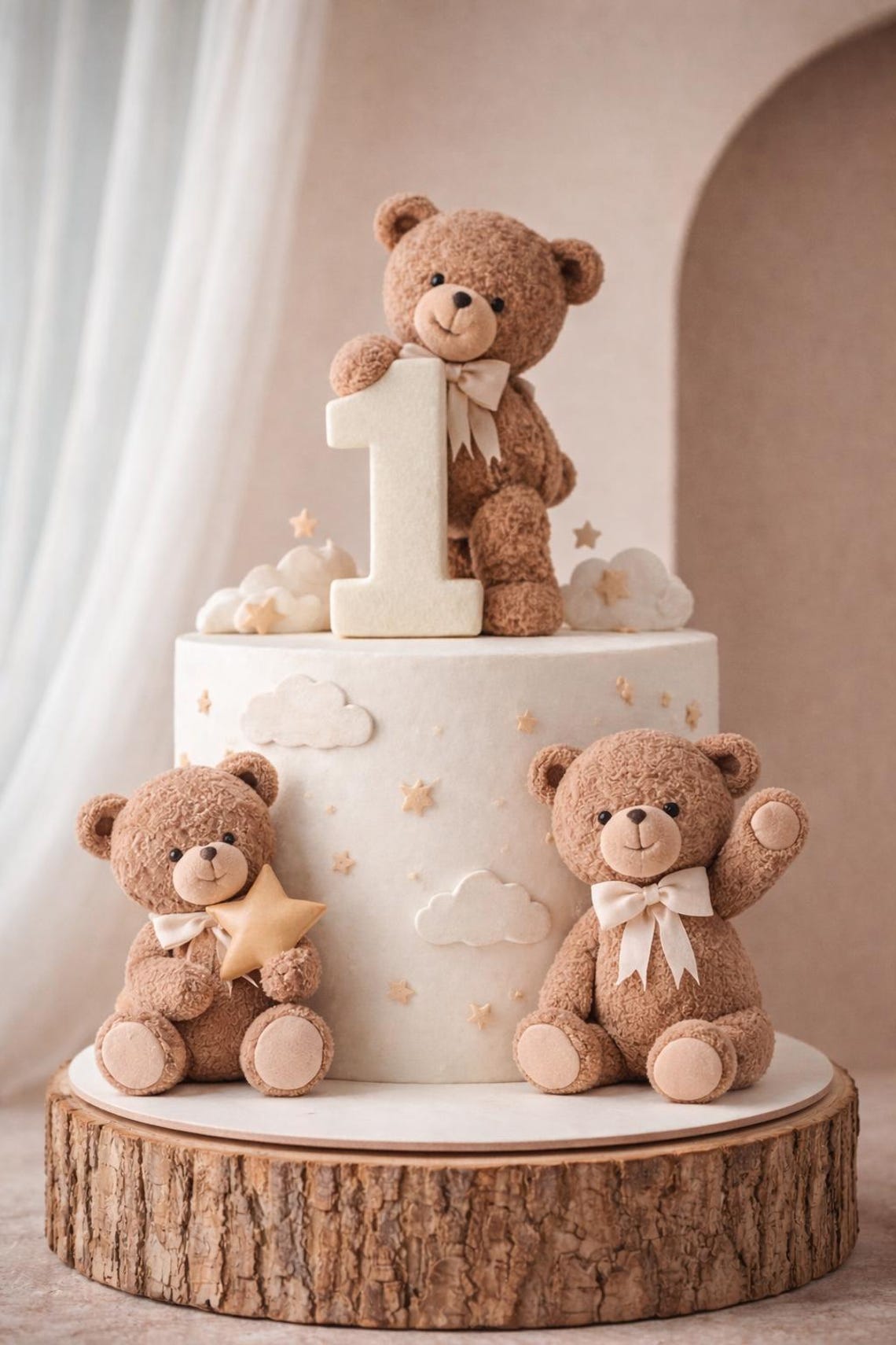 Bear Hugging Number Cake Topper, Made of Lightweight Air Dry Clay, Girl ...
