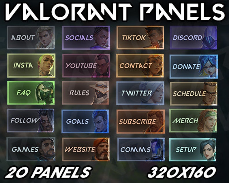 20 VALORANT TWITCH PANELS *all Agents Included* - Etsy
