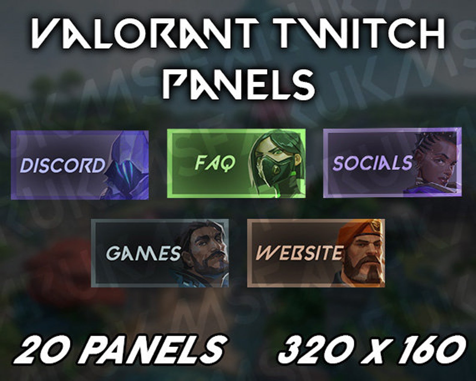 20 VALORANT TWITCH PANELS *all Agents Included* - Etsy