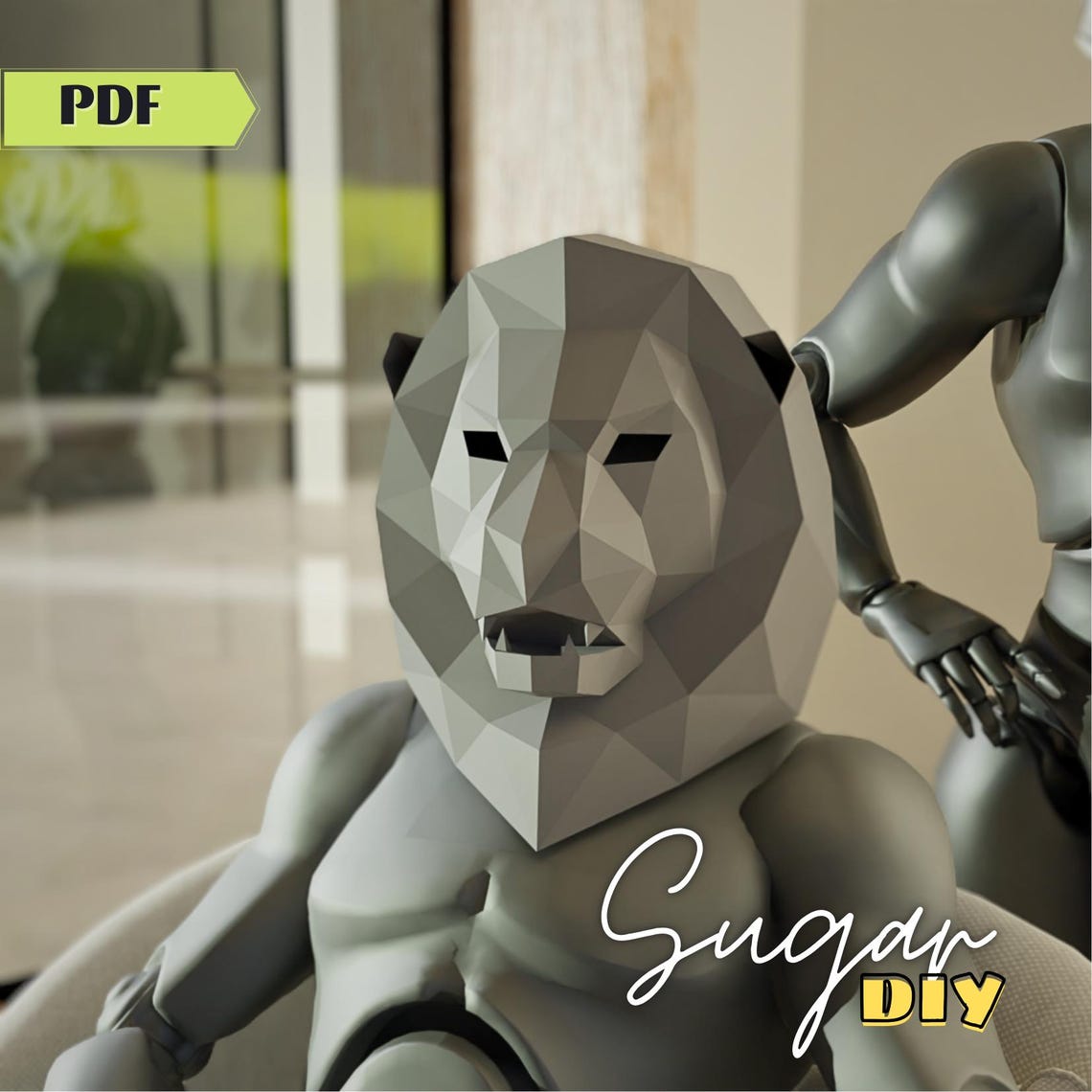 Dance Lion Mask, Papercraft, DIY, Low Poly, Mask, PDF Papercraft ...