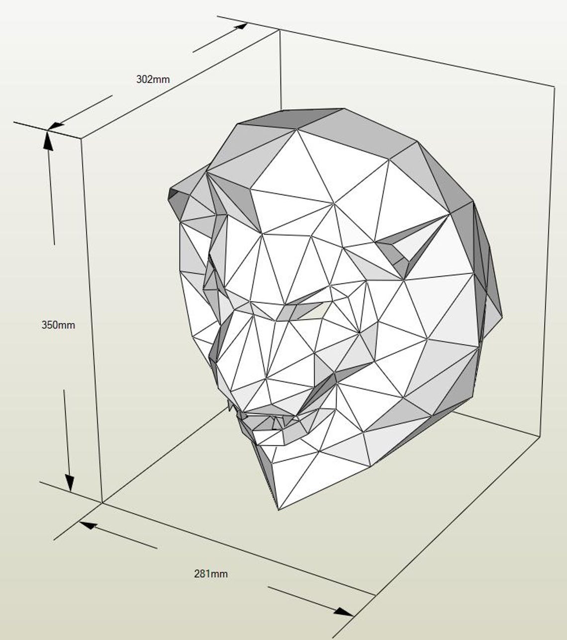 Dance Lion Mask, Papercraft, DIY, Low Poly, Mask, PDF Papercraft ...