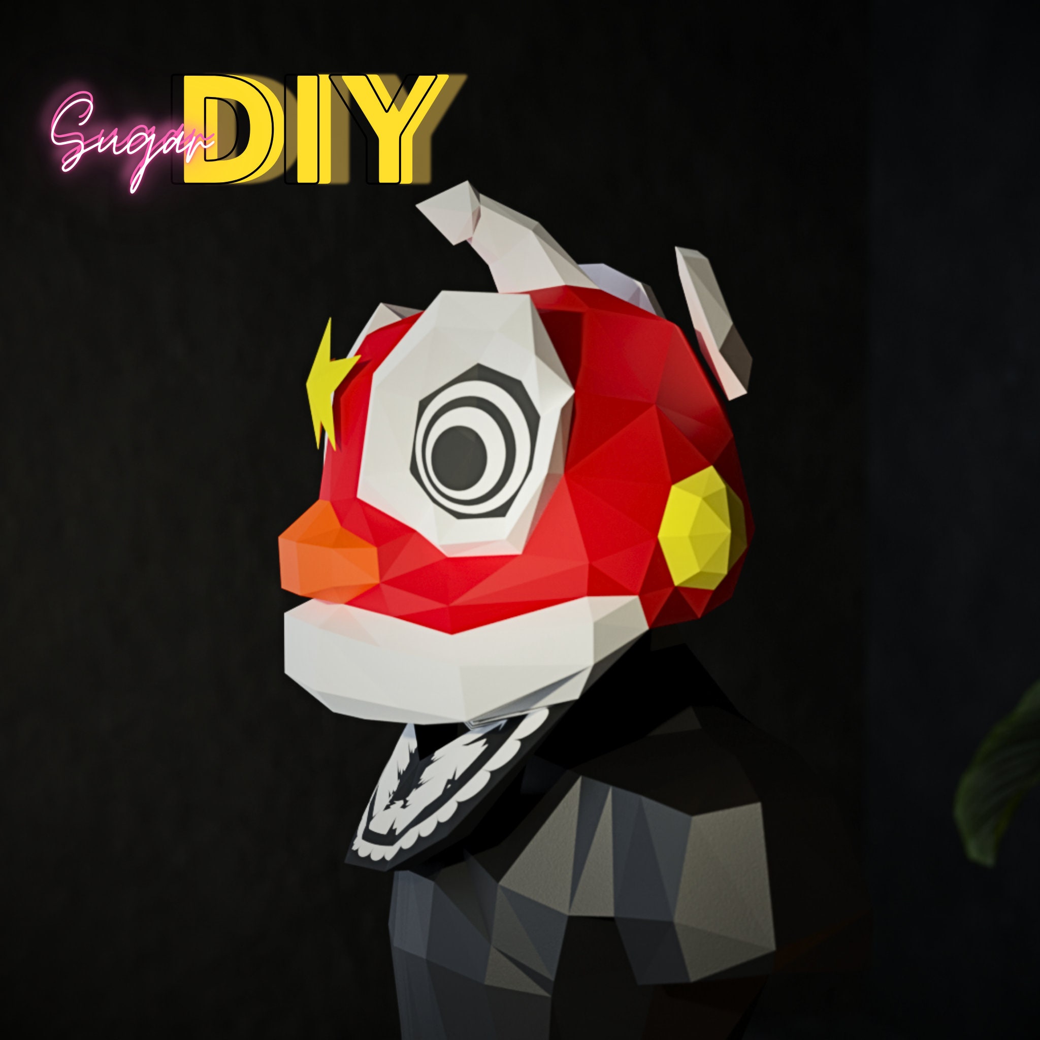 Dance Lion Mask, Papercraft, DIY, Low Poly, Mask, PDF Papercraft ...