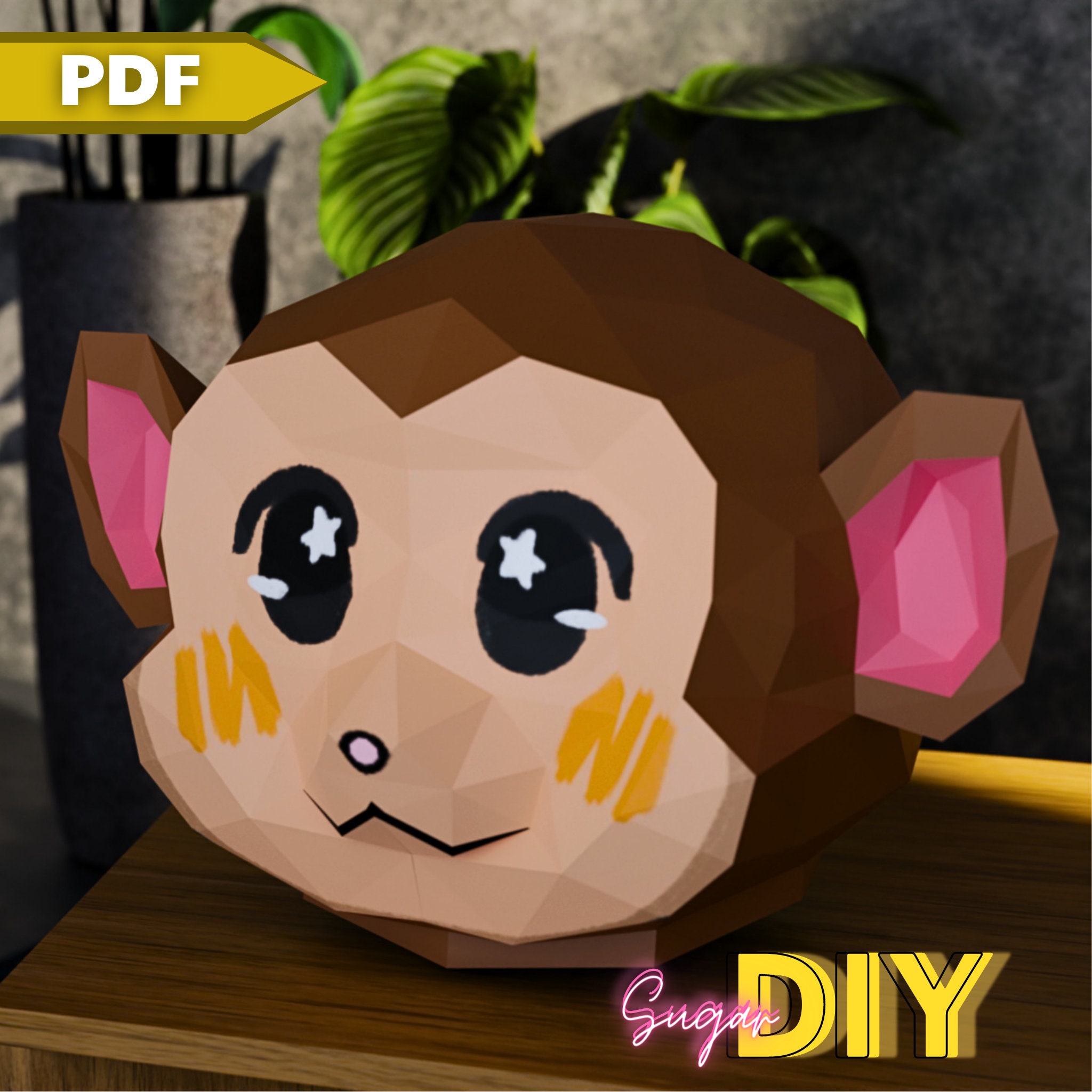 Monke Mask 3D, Paper Craft, 3D Paper, PDF Format, 3D Origami - Etsy