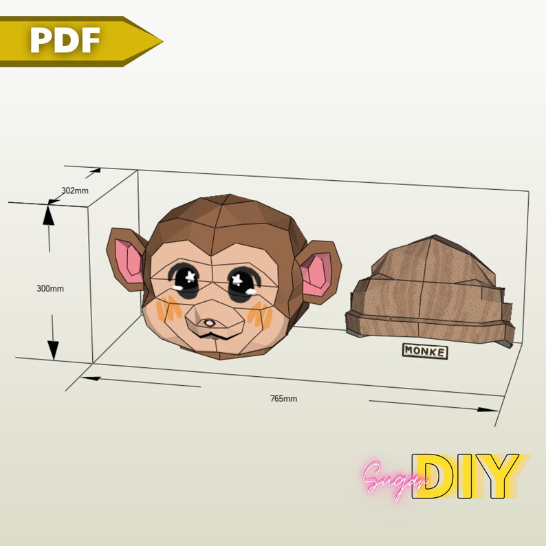 Monke Mask 3D, Paper Craft, 3D Paper, PDF Format, 3D Origami - Etsy