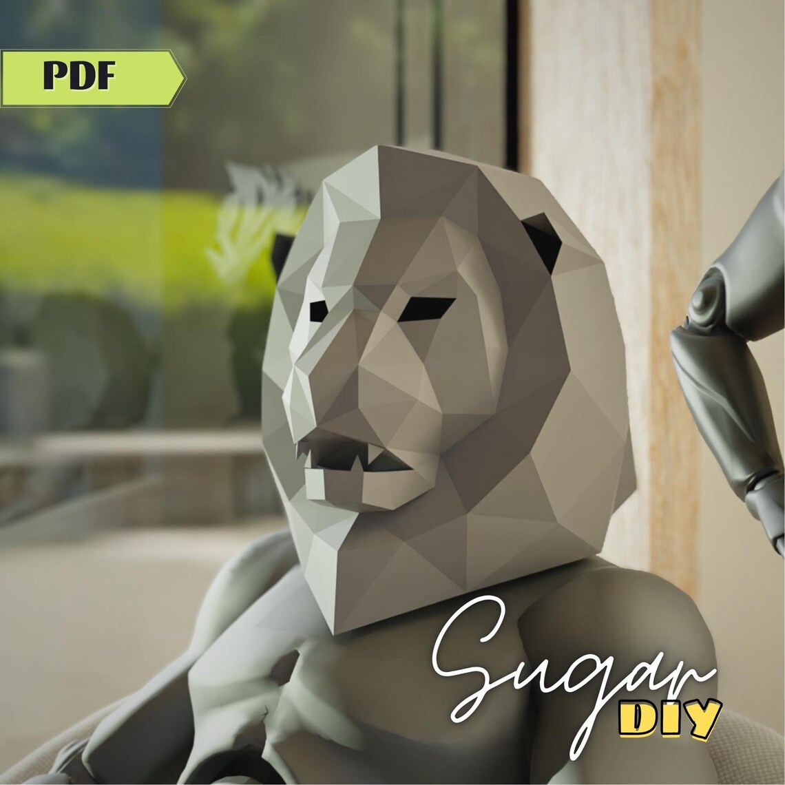Dance Lion Mask, Papercraft, DIY, Low Poly, Mask, PDF Papercraft ...