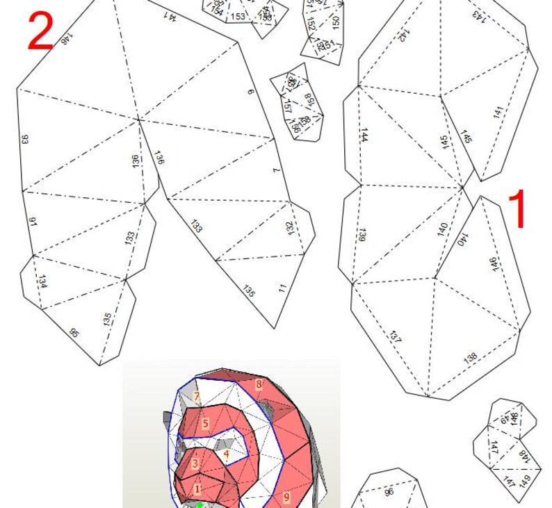 Dance Lion Mask, Papercraft, DIY, Low Poly, Mask, PDF Papercraft ...