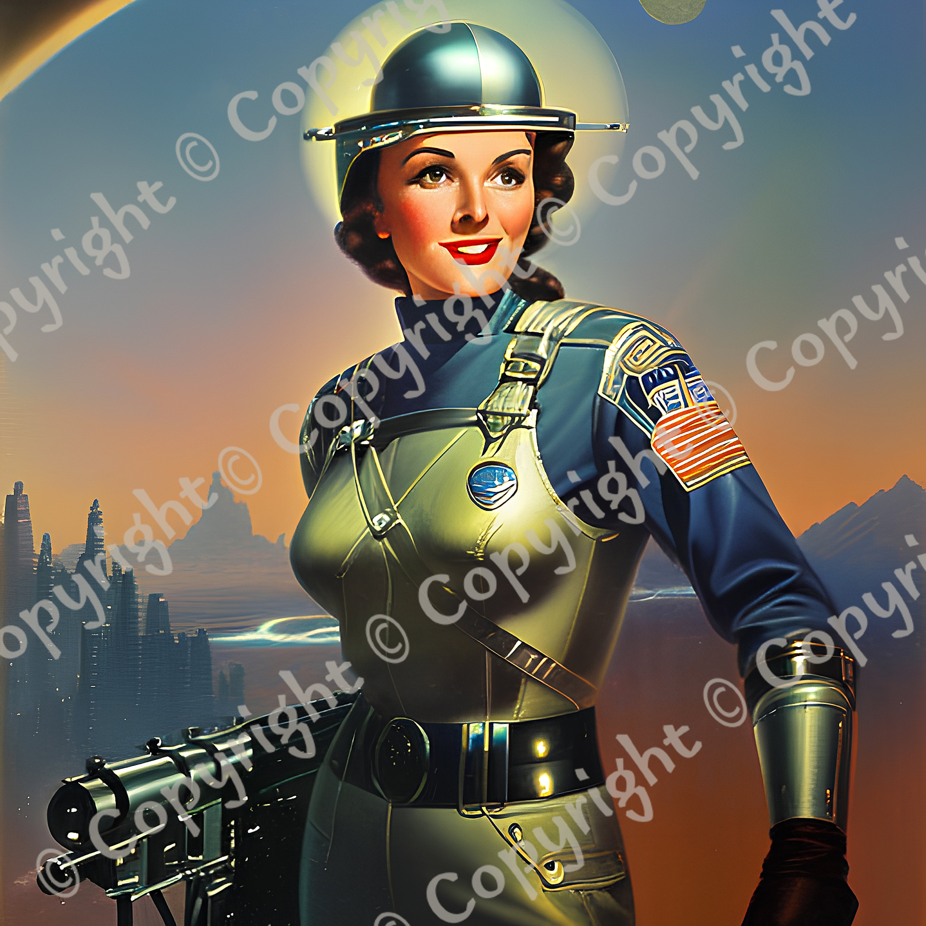 Digital Retro Space Super Heroes Art, Colorful Illustrations, Wall Art ...