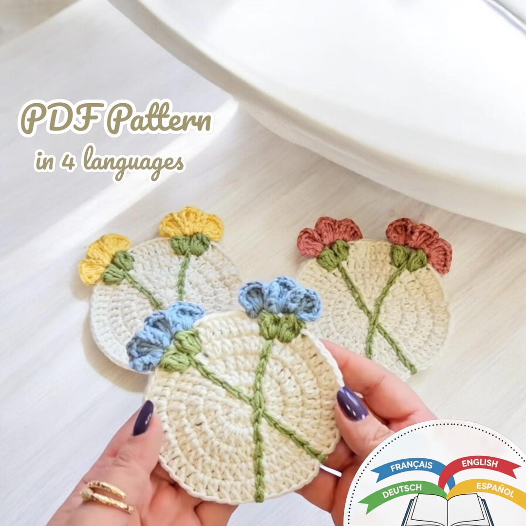 Easy 3D Tulip Coaster Pattern in 4 Languages (en/fr/de/es), Pattern of ...