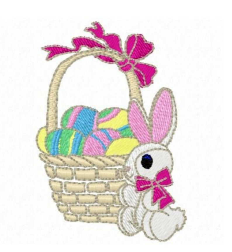 Easter Embroidery Design, Machine Pattern, Easter Rabbit With Basket ...
