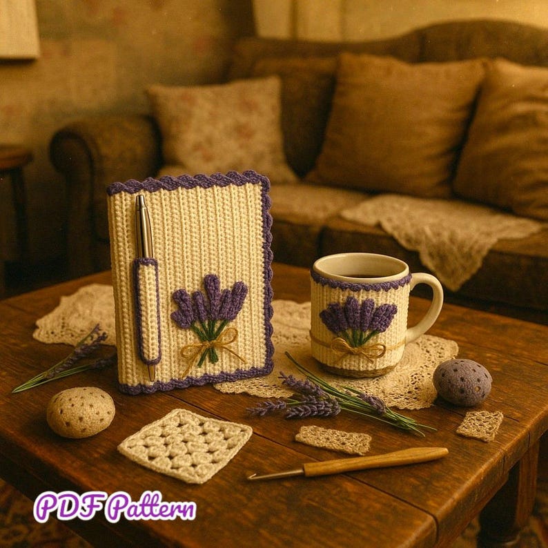 Easy Crochet Notebook and Mug Cover Set Pattern, Pattern of Crochet ...