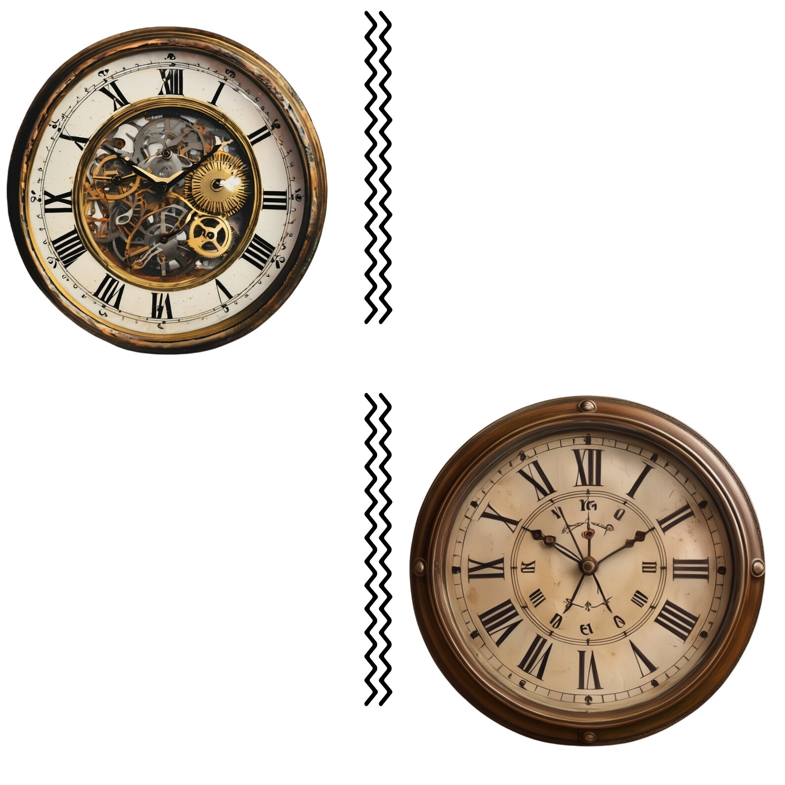 Vintage Clock Bundle, Set of 10 Antique Clock Face Clipart Bundle ...
