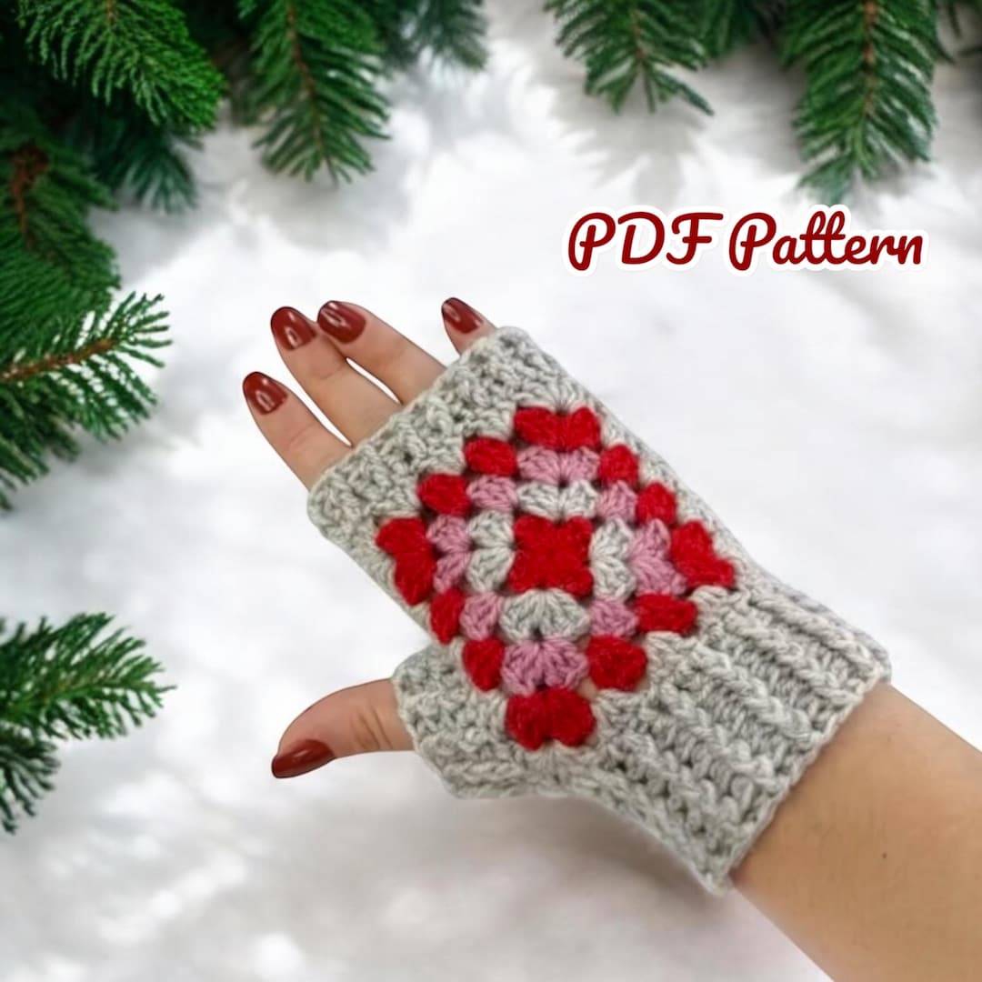Easy Fingerless Granny Square Crochet Glove Pattern, Pattern of Granny ...
