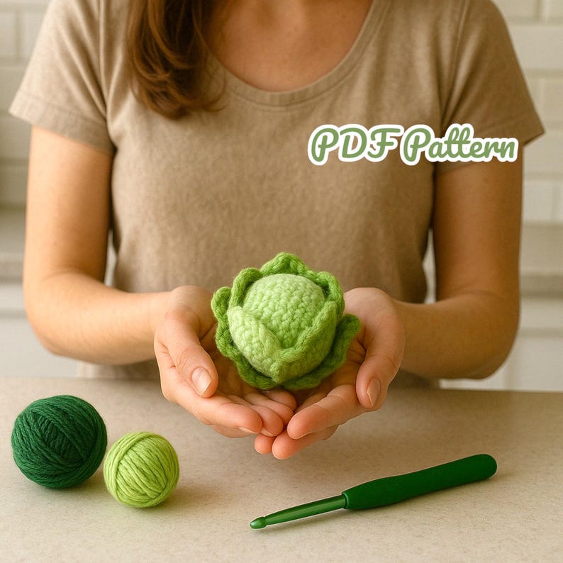 Easy Crochet Cabbage Pattern, PDF Pattern of Cabbage, Pattern of ...