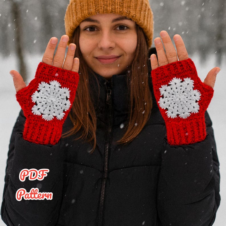 Modèle de mitaines flocon de neige au crochet en 4 langues (États-Unis ...