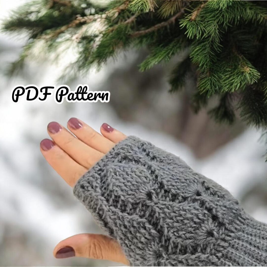 Easy Fingerless Textured Leaf Glove Pattern, Pattern of 3D Leaf Gloves ...