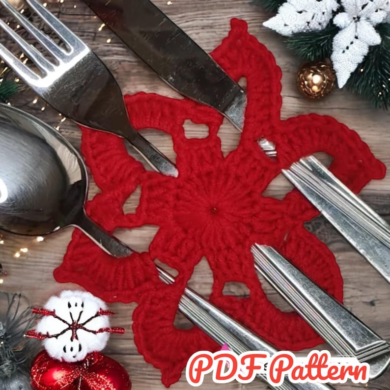 Easy Christmas Cutlery Holder Crochet Pattern, Pattern of Snowflake ...