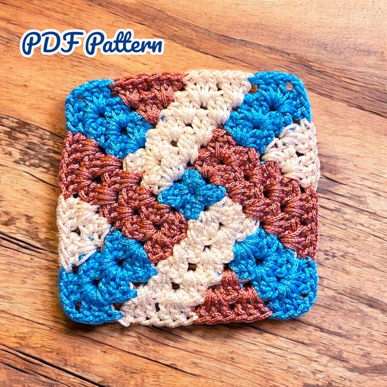 Geometric Granny Square Crochet Motif Pattern in 4 Languages (en/fr/de ...