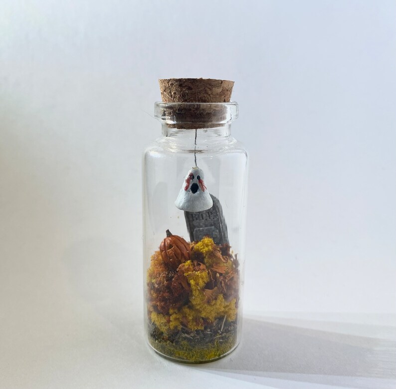 Miniature Pet Ghost Bottle Floating Halloween Miniature in Glass Bottle ...