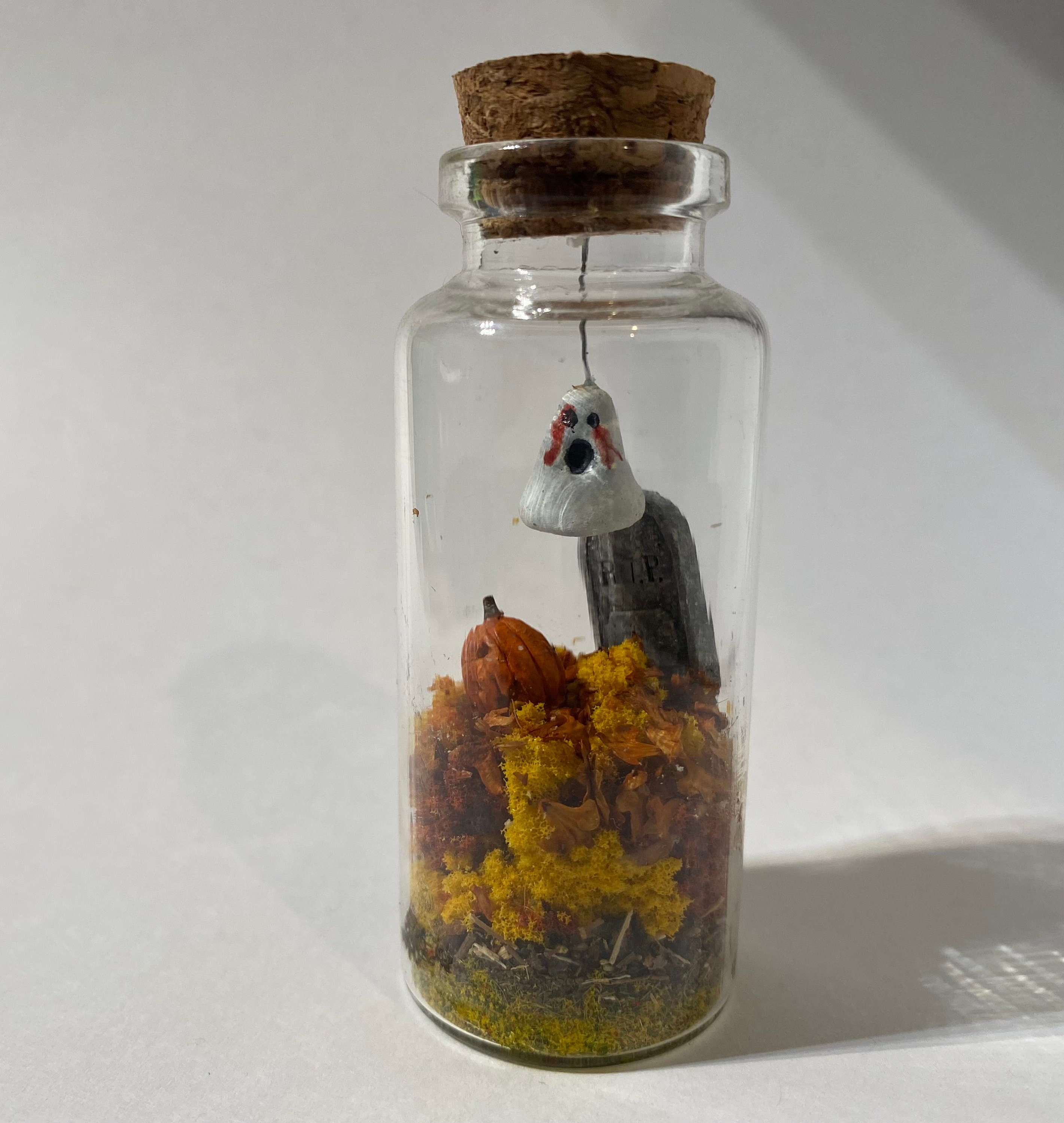 Miniature Pet Ghost Bottle Floating Halloween Miniature in Glass Bottle ...