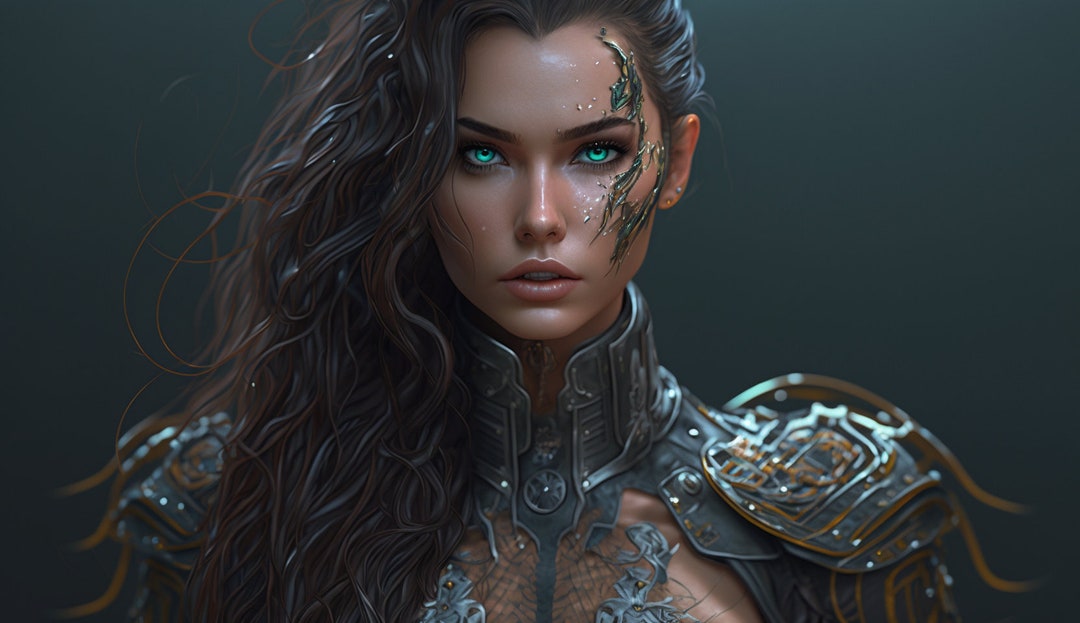 Green Eyes Woman AI Art Digital Drawing - Etsy