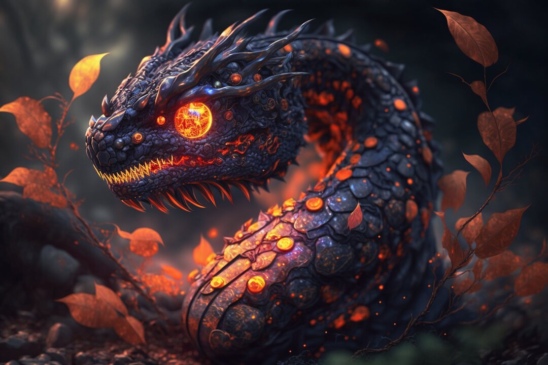 A. I. Art Digital Drawings "lava Snake" - Etsy