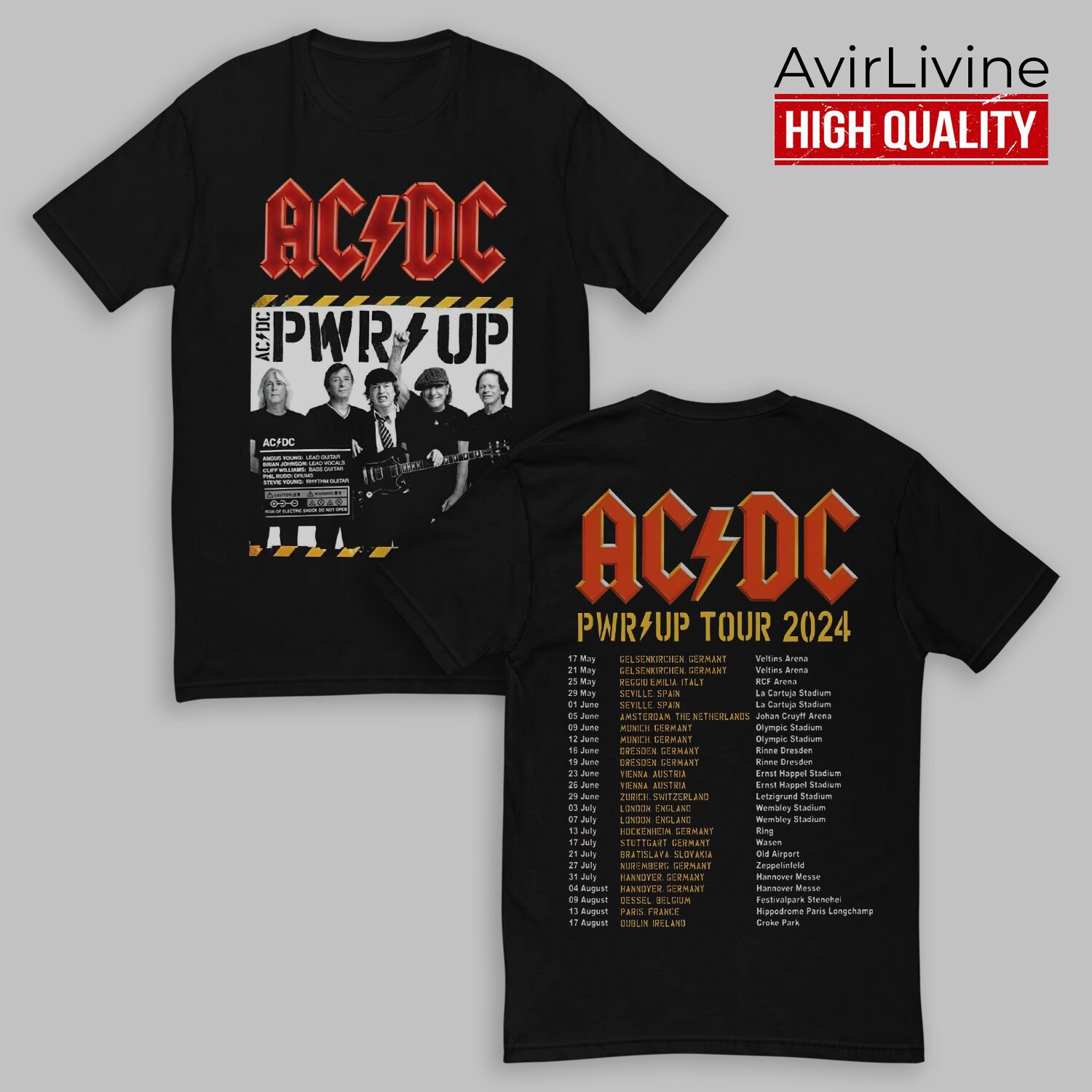 Fanart Graphic Music Rock Band ACDC Tour 2024 Unisex T-shirt, Pwr-up ...