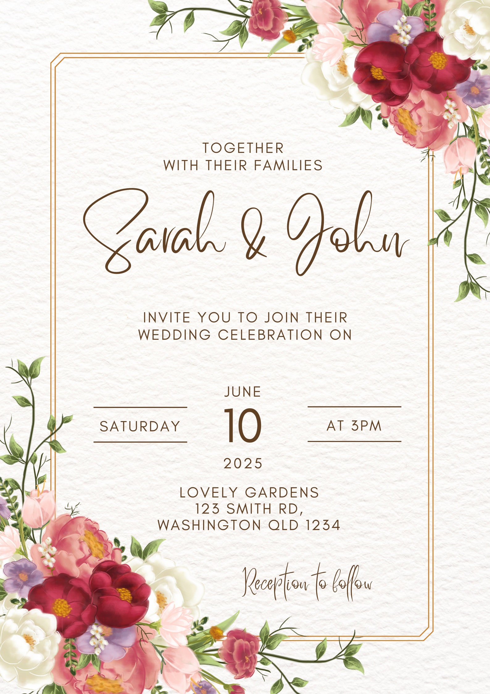 Unique Wedding Invitation Design Template, Elegant Custom Digital ...